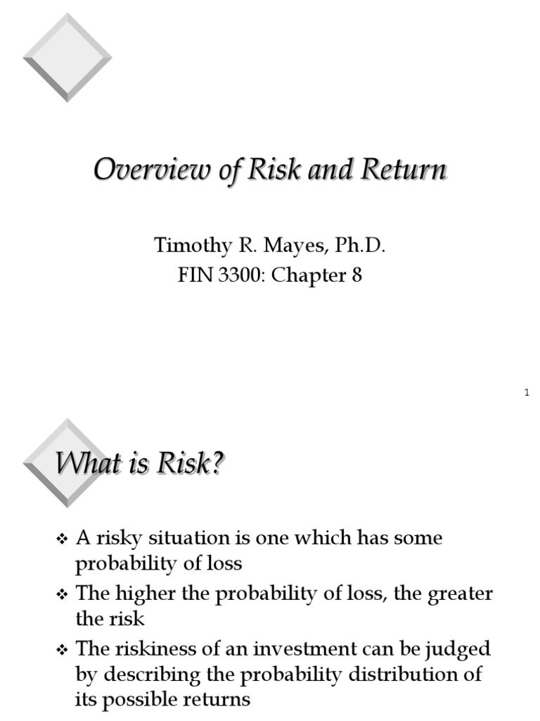 Overview of Risk and Return Concepts for Optimal Portfolio Management ...