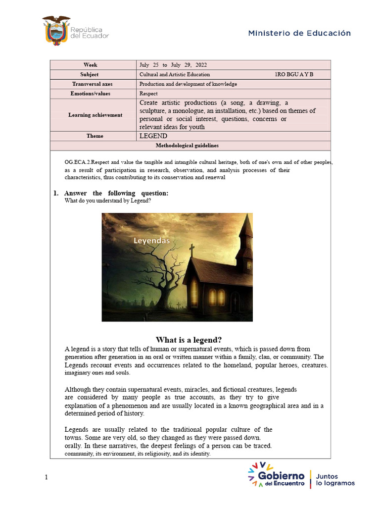 Eca Activity 1ST Bgu 07-25-22 | PDF | Legends | Narrative