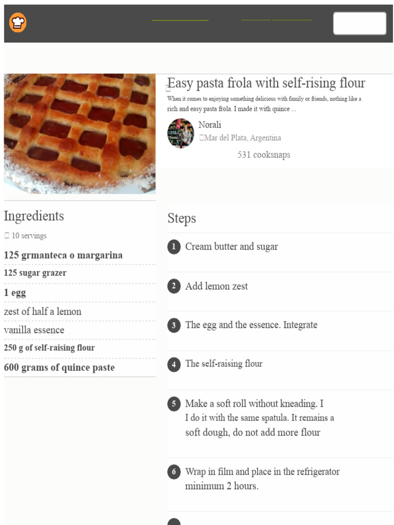 Easy Quince Pasta Frola Recipe | PDF