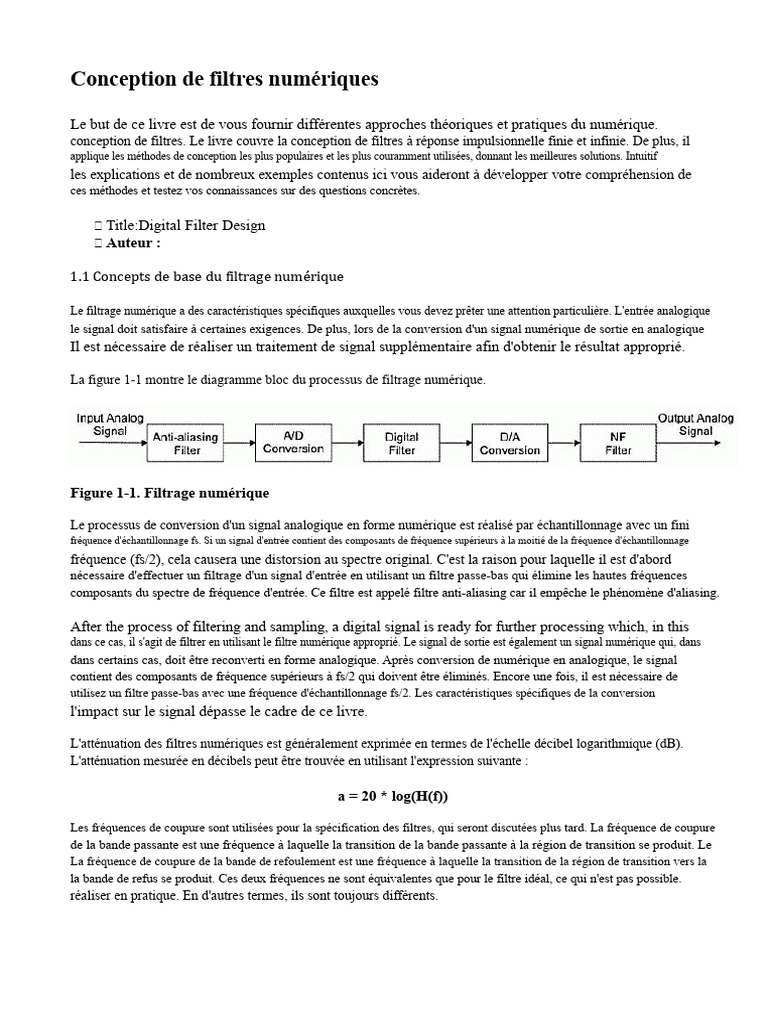 Conception de filtres numériques expliquée | PDF | Filtre (électronique ...