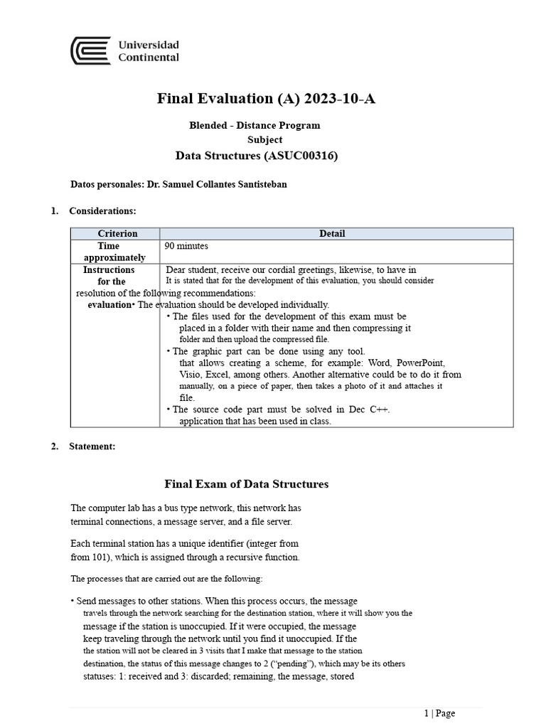 Final Exam: Data Structures Overview | PDF | Computer File | Computer ...