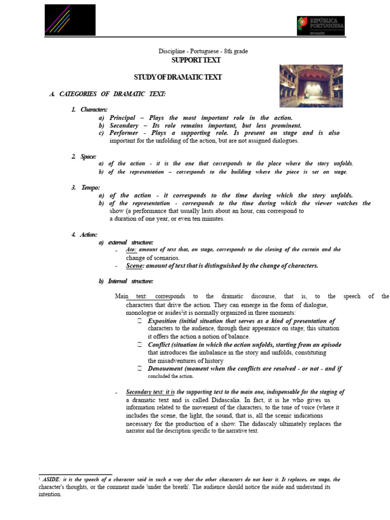 Categories of Dramatic Text and Specific Vocabulary | PDF | Theatre ...