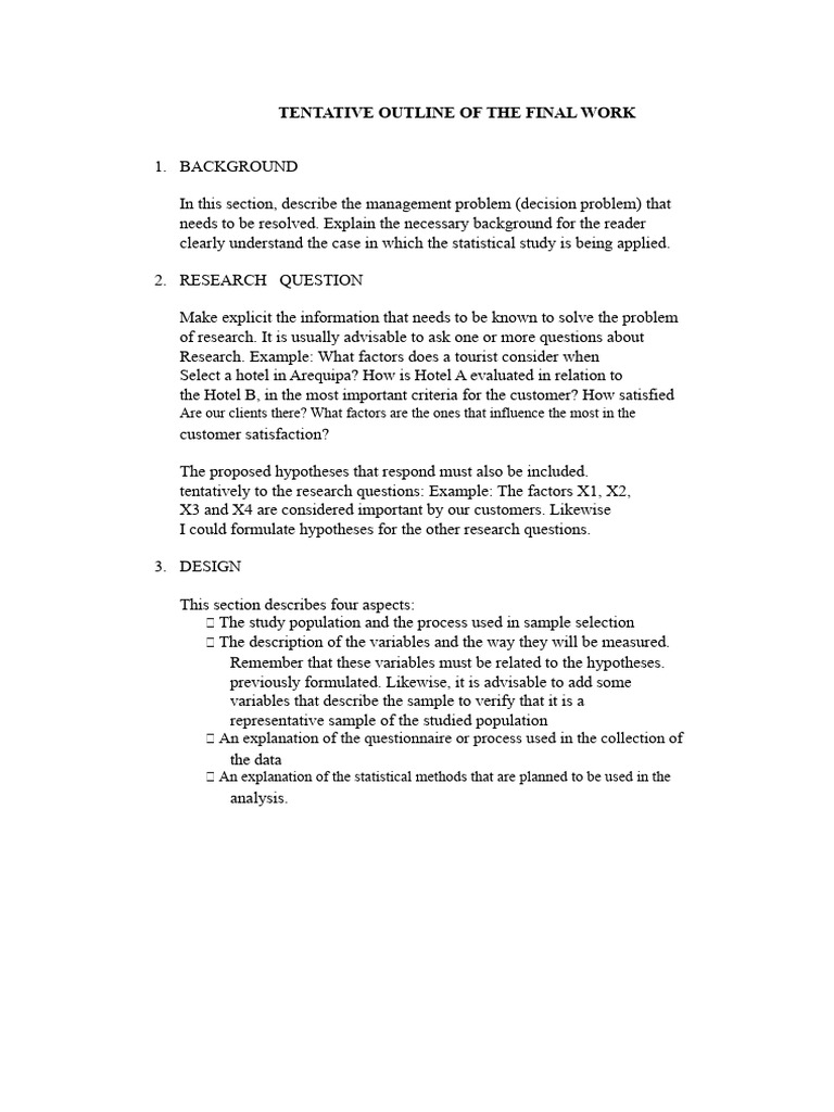 Tentative Scheme of The Final Work | PDF