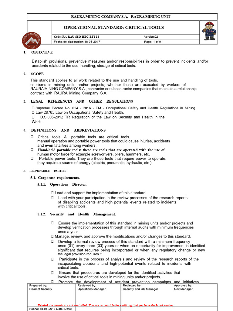 Critical Tools | PDF | Occupational Safety And Health | Regulatory ...
