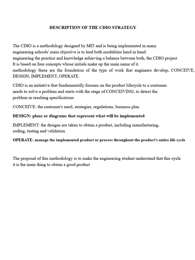 Description of The Cdio Strategy | PDF