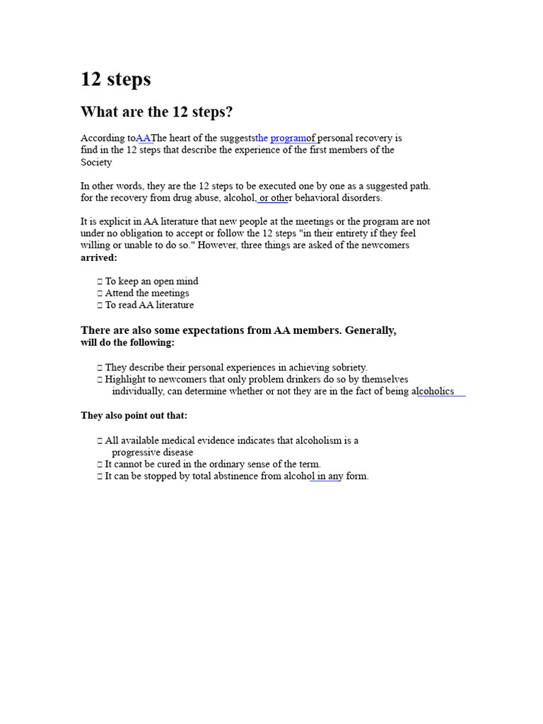 12 Steps - AA | PDF | Twelve Step Program | Alcoholics Anonymous