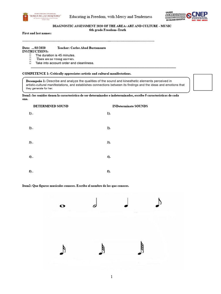 DIAGNOSTIC EVALUATION 6th GRADE PRIMARY | PDF | Cognition | Liberal ...
