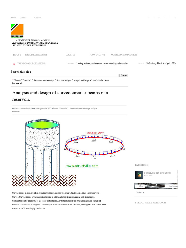 Analysis and Design of Curved Circular Beams in A Tank - Structville ...