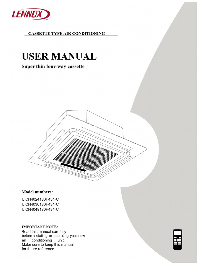 Cassette Air Conditioning User Manual | PDF | Air Conditioning | Waste