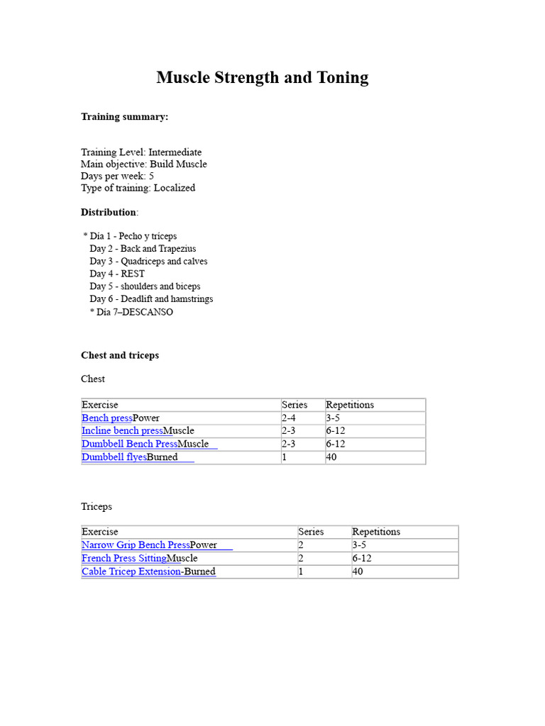 Hypertrophy and Strength Routine Focused On 2 Months | PDF | Strength ...