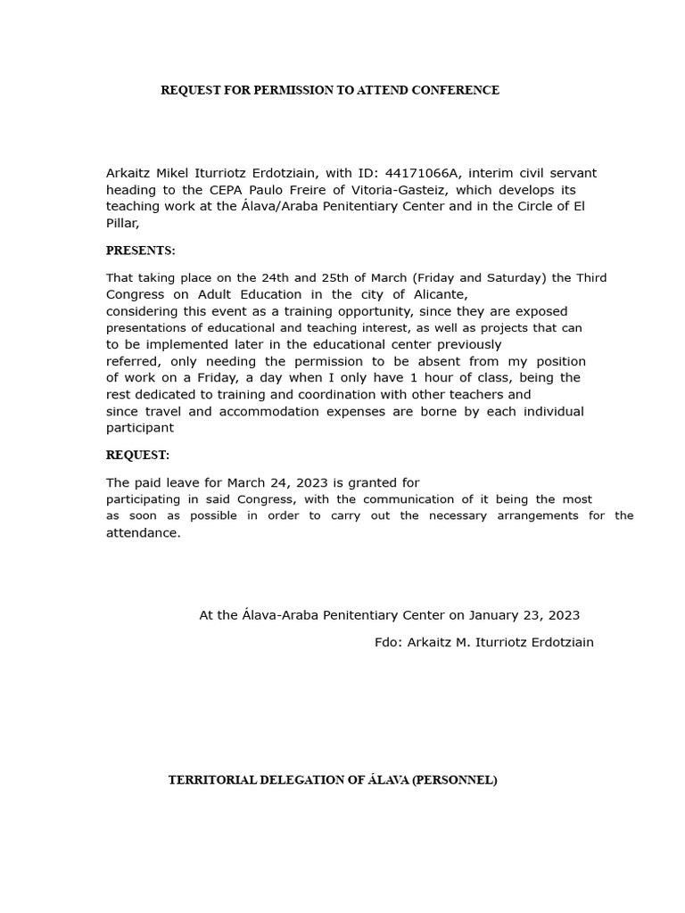 Request for Conference Attendance Approval | PDF