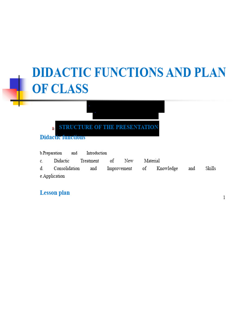 Didactic Functions and Lesson Planning | PDF | Knowledge | Lesson Plan