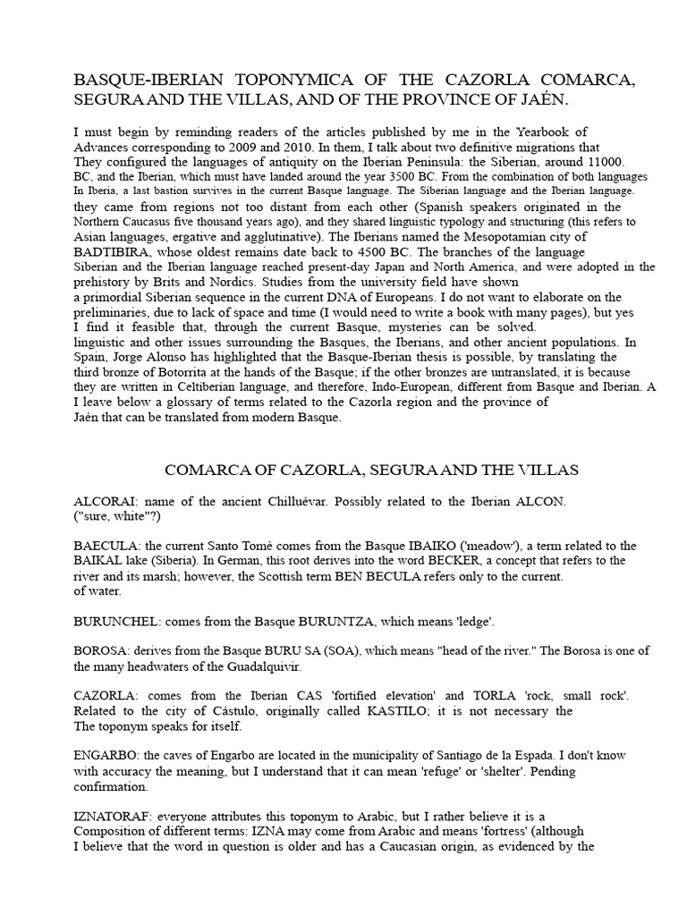 Basque Iberian Toponomy of Jaen | PDF | Iberian Peninsula | Deities