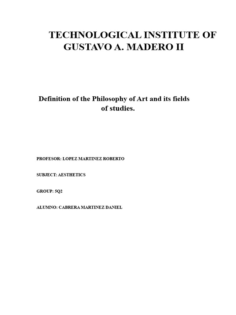 Definition of Philosophy of Art and Its Fields of Study | PDF ...
