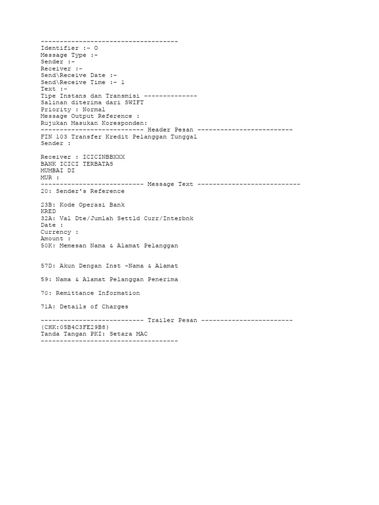 Format Swift Contoh | PDF