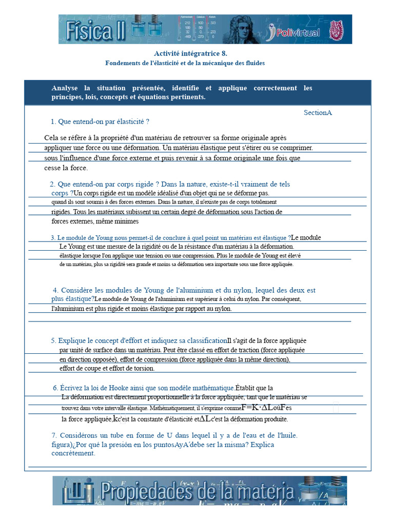 Élasticité et mécanique des fluides expliquées | PDF | Élasticité ...