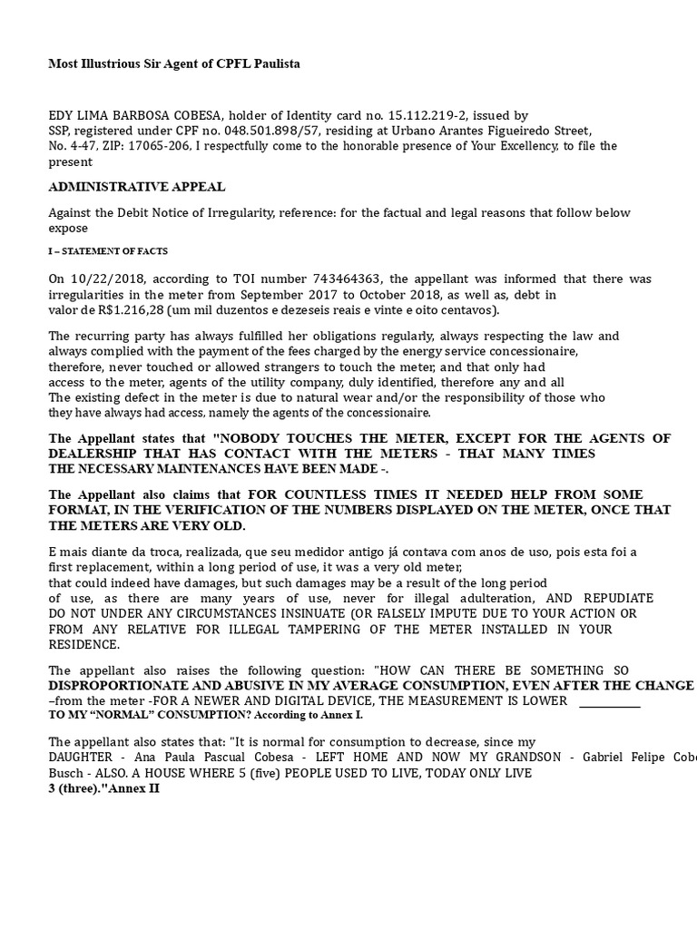 Model of Administrative Appeal Concessionaire | PDF | Justice | Crime ...