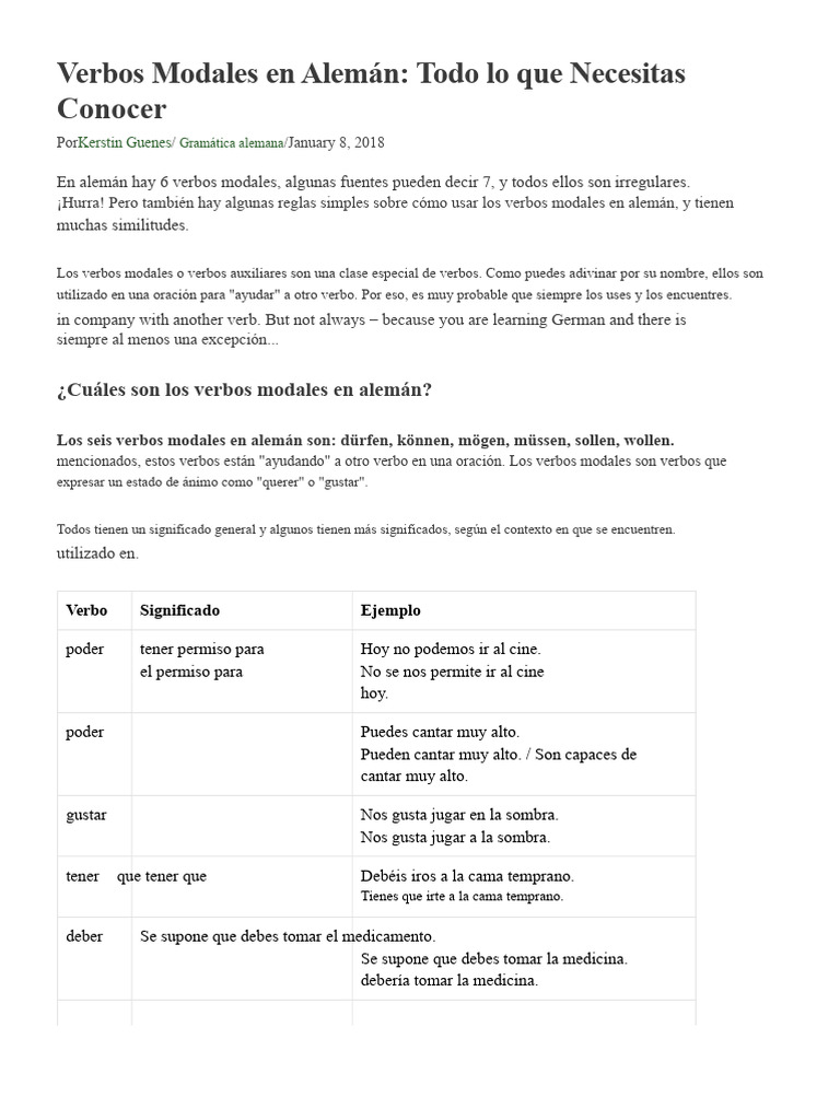 Verbos Modales en Alemán: Guía Completa | PDF | Verbo | Idioma aleman