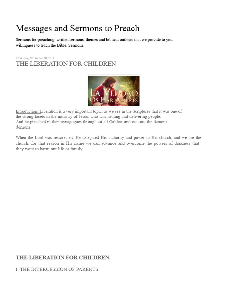 Messages and Sermons To Preach: Liberation For Children | PDF | Jesus ...