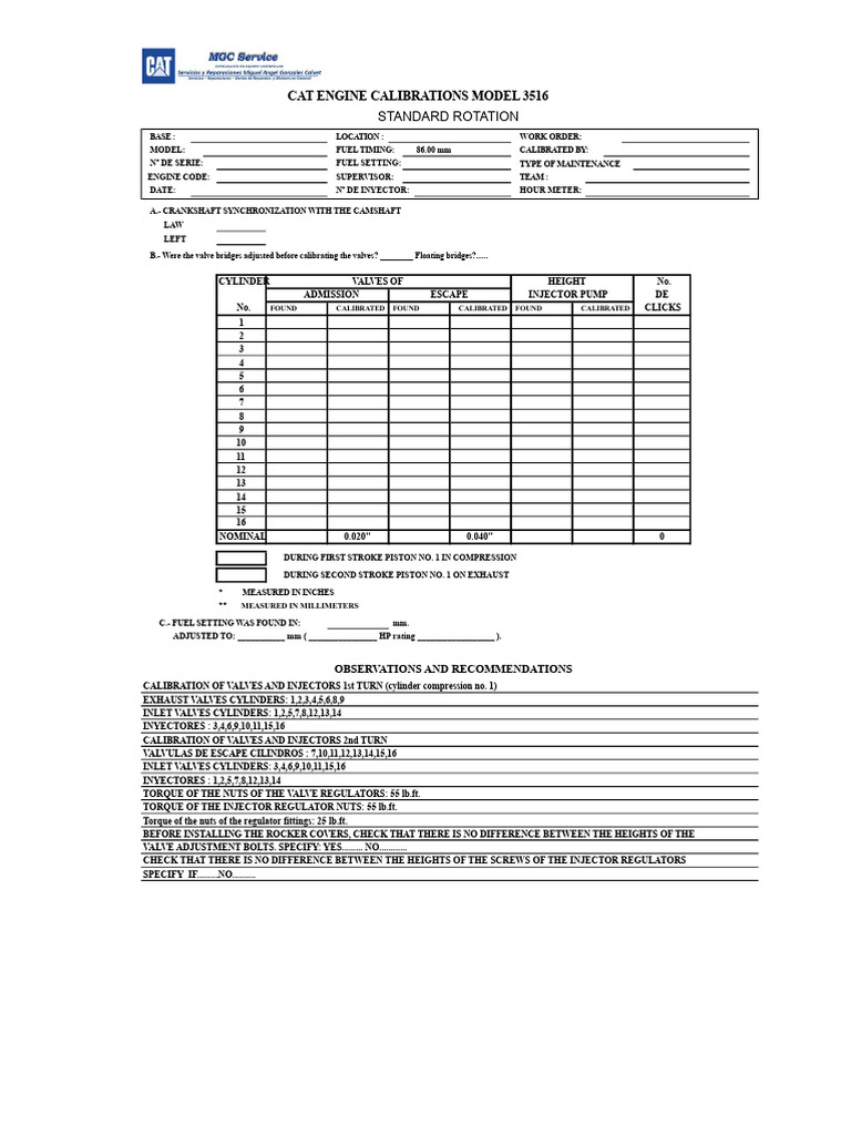 Calibration of Cat Engines | PDF | Valve | Fuel Injection