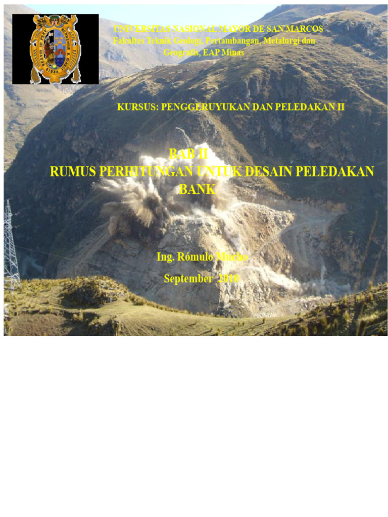 Rumus Perhitungan Untuk Desain Peledakan | PDF