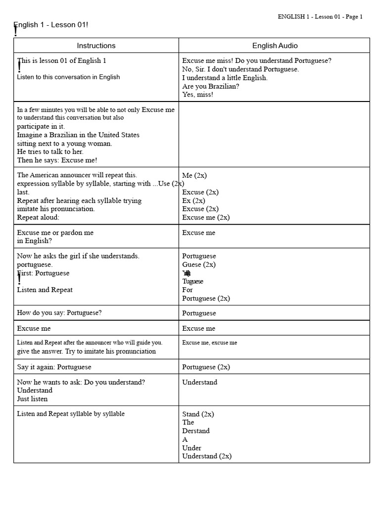 English 1 Lesson 01: Basics of Conversation | PDF | English Language ...