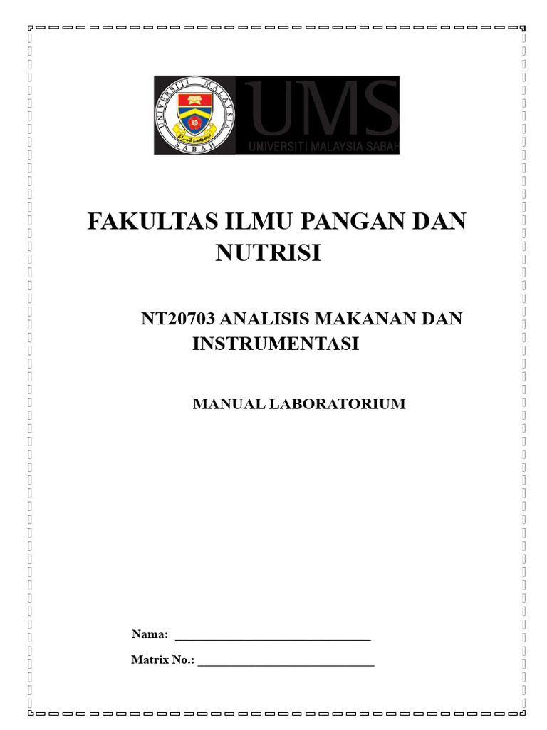 Manual Laboratorium Analisis Makanan | PDF