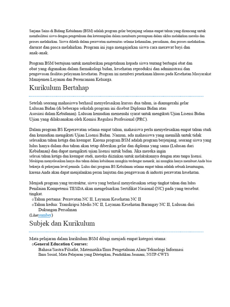Sarjana Sains dalam Kebidanan | PDF