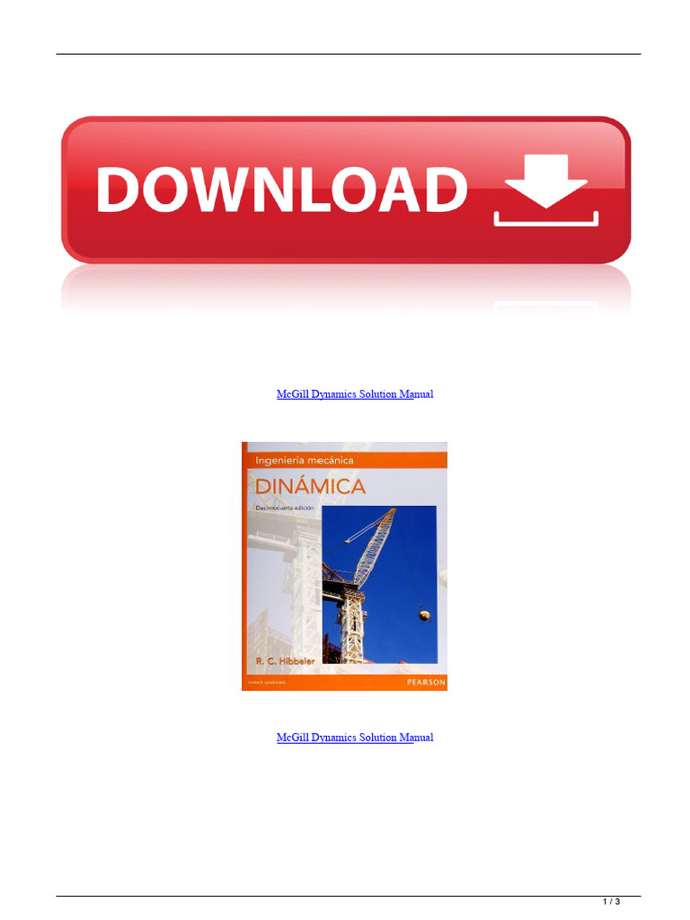 McGill Dynamics Solution Manual Guide | PDF