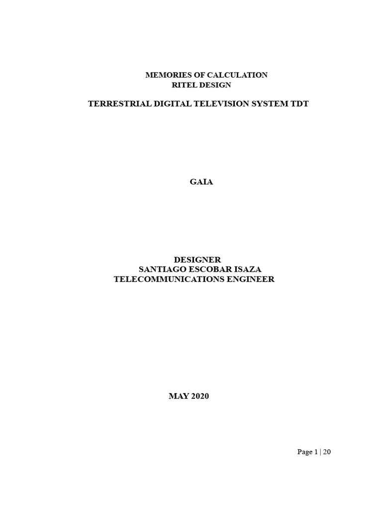 Calculation Memories Design RITEL TDT | PDF | Orthogonal Frequency ...