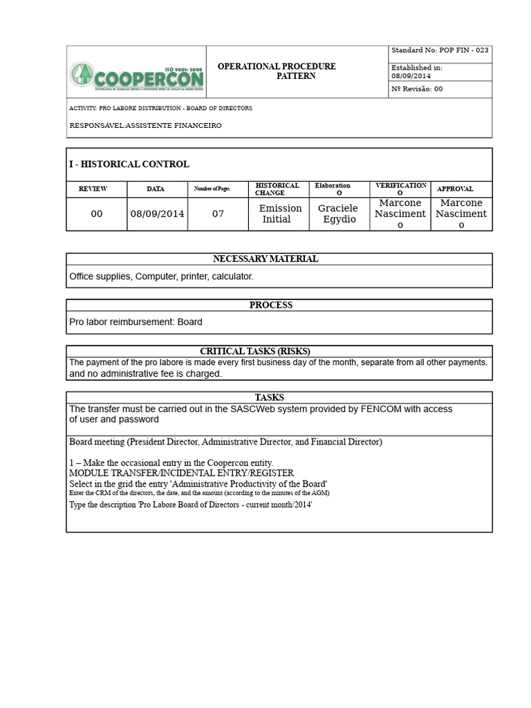 Pro Labore Payment Procedure for Board | PDF | Invoice | Banks