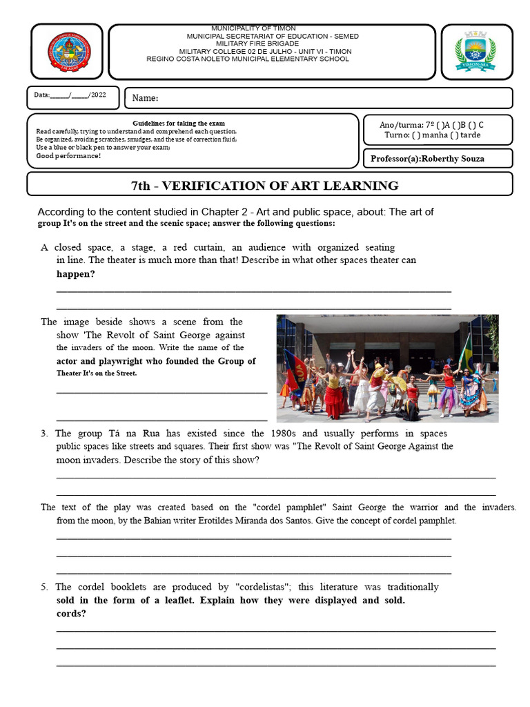 7th Grade Art Exam Guidelines | PDF