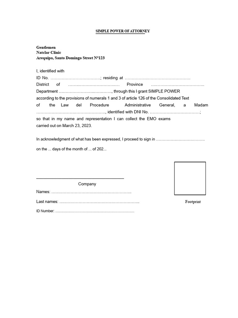 Simple Power of Attorney | PDF