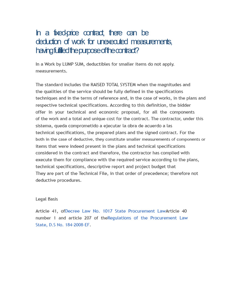 Legal Basis - Fixed Price Budget | PDF | Expense | Specification ...