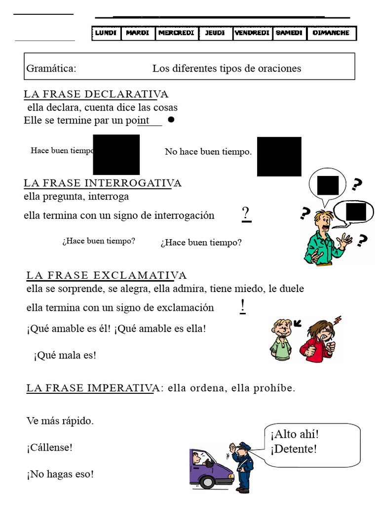 Los Diferentes Tipos de Frases CE1 CE2 PDF | PDF