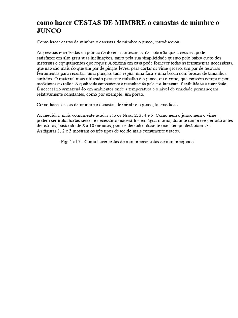 Como Fazer CESTAS de VIME Ou Cestos de Vime Ou JUNCO | PDF | Tecelagem
