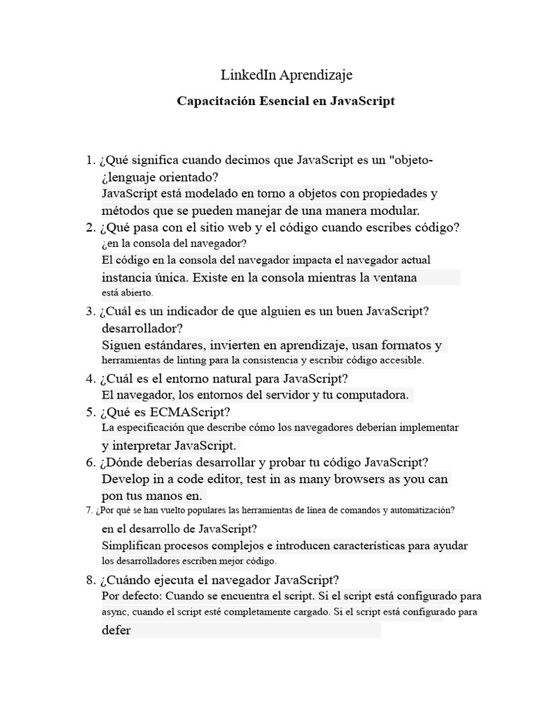 JavaScript Aprendizaje en LinkedIn | PDF | Script Java | Modelo de objeto de documento
