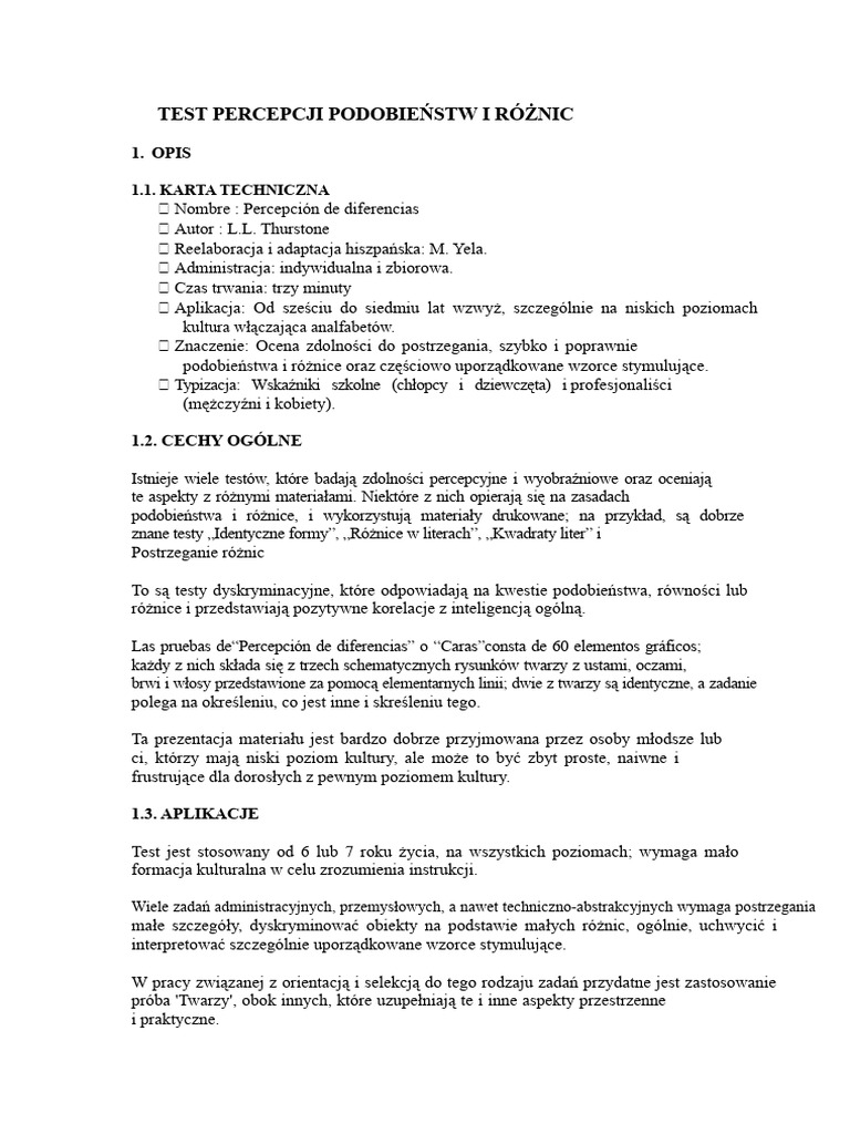 Test CARAS Thurstone | PDF