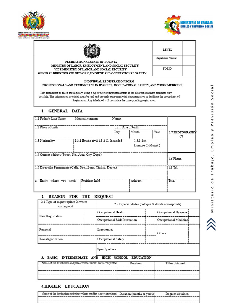 Annex 3 Individual Registration Form | PDF | Occupational Safety And ...