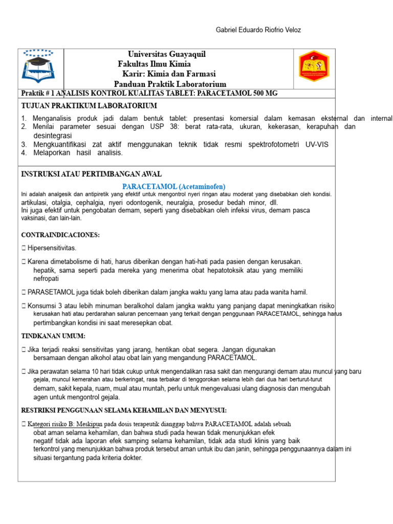 Analisis Kualitas Tablet Paracetamol 500 mg | PDF