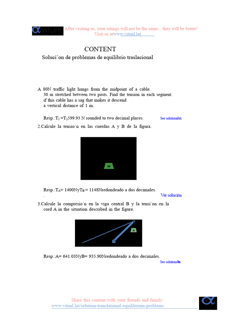 Solution of Translational Equilibrium Problems | PDF | Force | Euclid