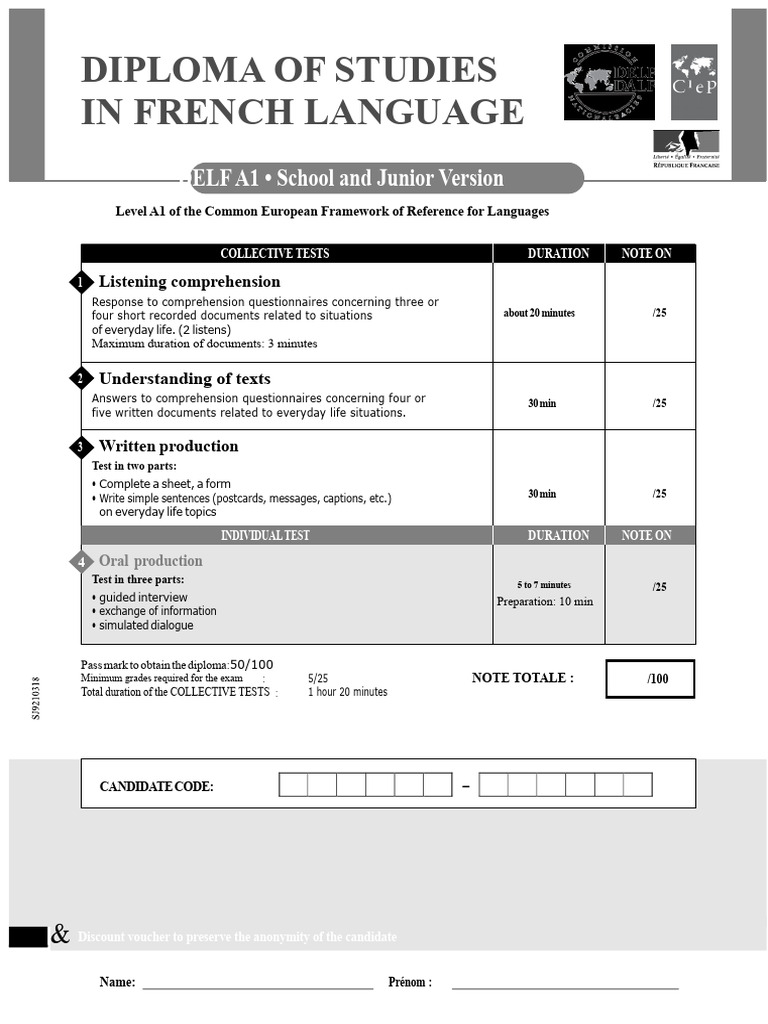 DELF-A1 Exam 3 - 220121 - 131933 | PDF