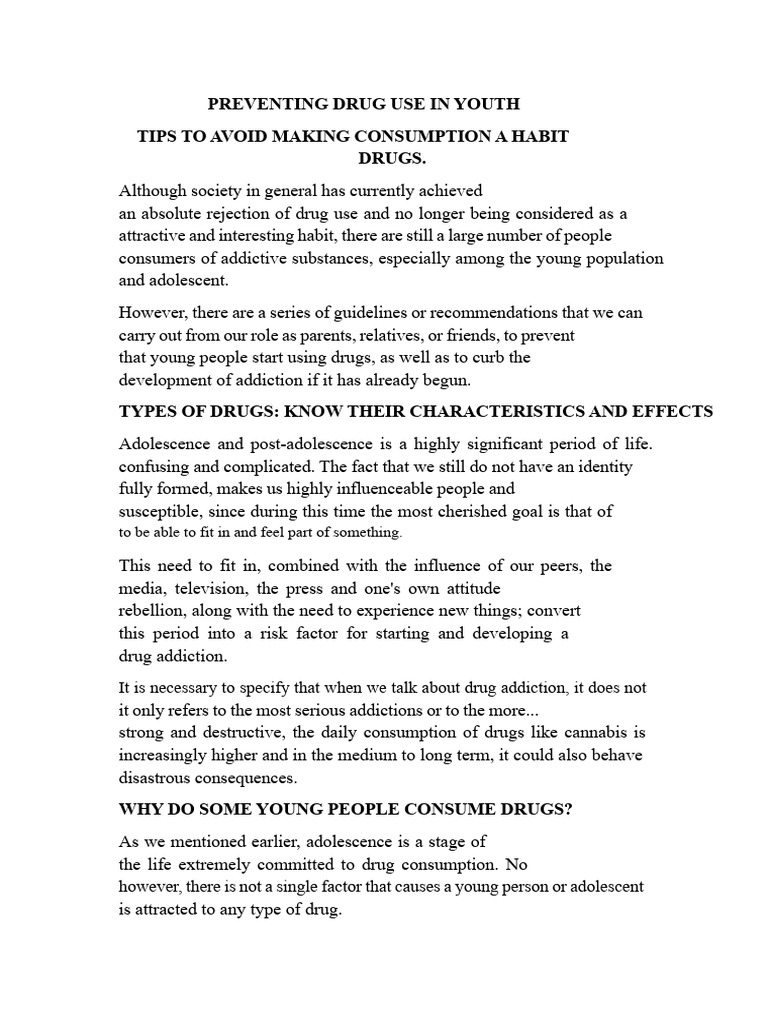 Youth Drug Use Prevention Strategies | PDF | Adolescence | Substance Abuse