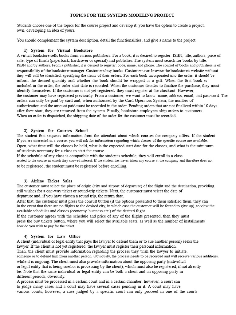 Systems Modeling Project Topics | PDF | Books | Supply Chain