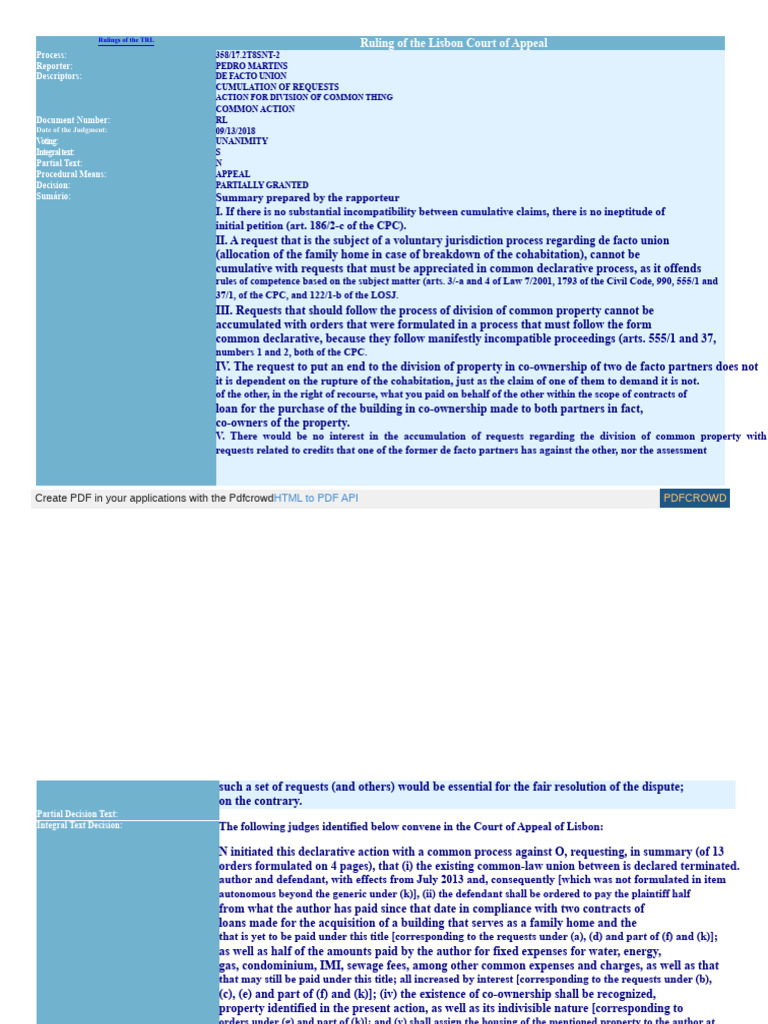 Union of Fact and Action For Division of Common Thing - Actrl | PDF ...