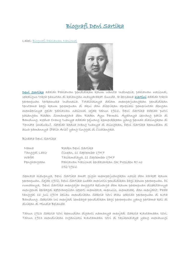 Biografi Dewi Sartika | PDF