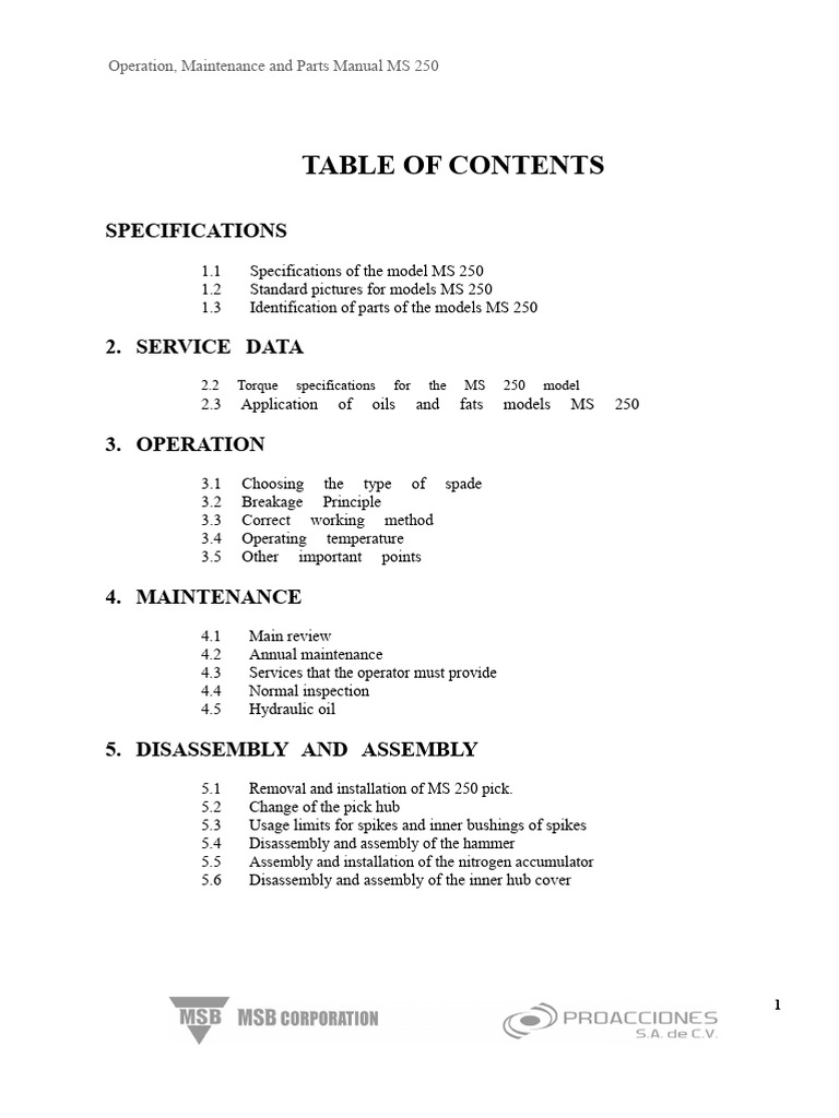 MS 250 Operation & Maintenance Manual | PDF | Valve | Pump