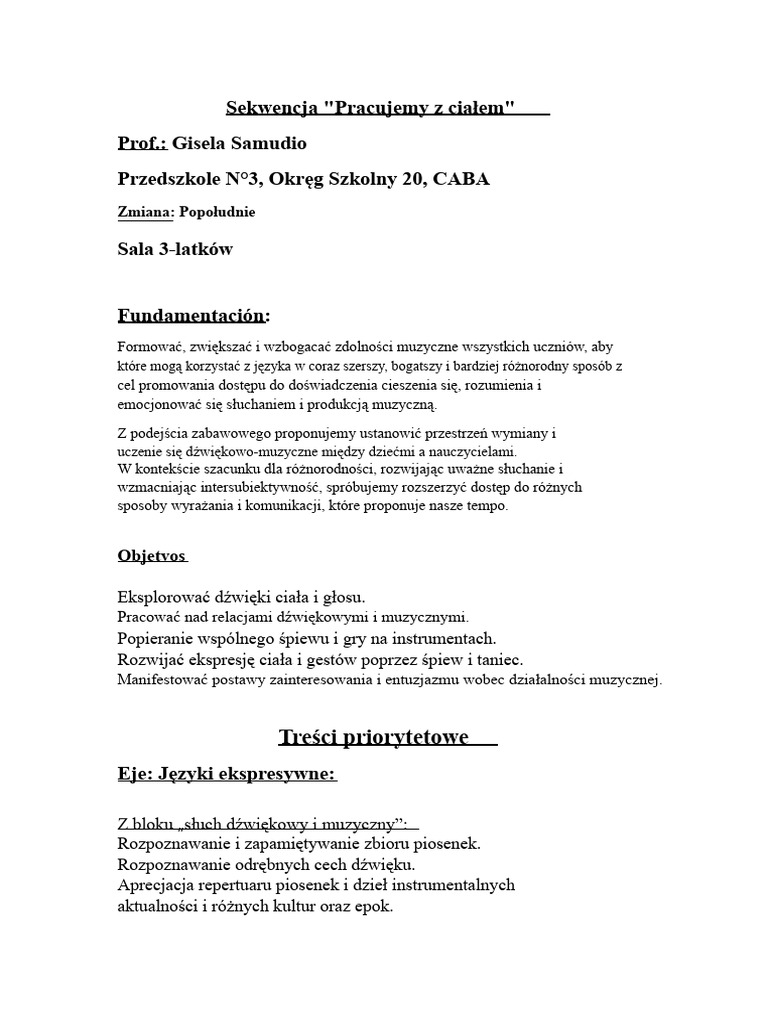 Sekwencja sala 3 Ciało | PDF