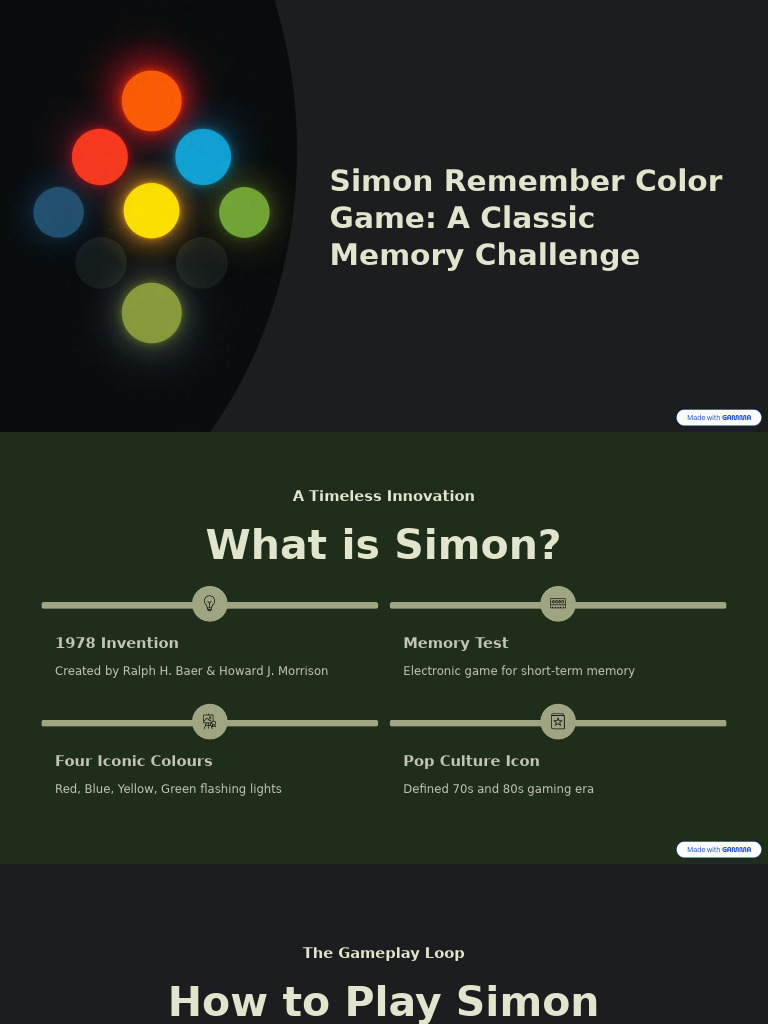 Simon Remember Color Game A Classic Memory Challenge | PDF | Memory ...