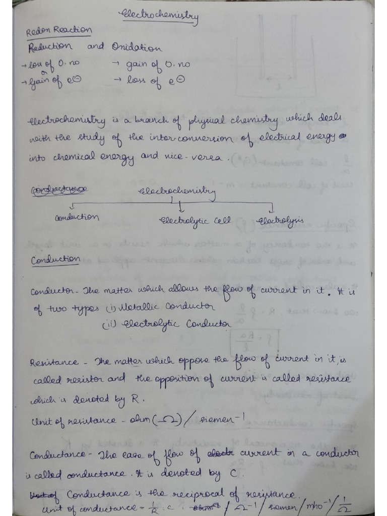 Class 12 Electrochemistry Notes | PDF